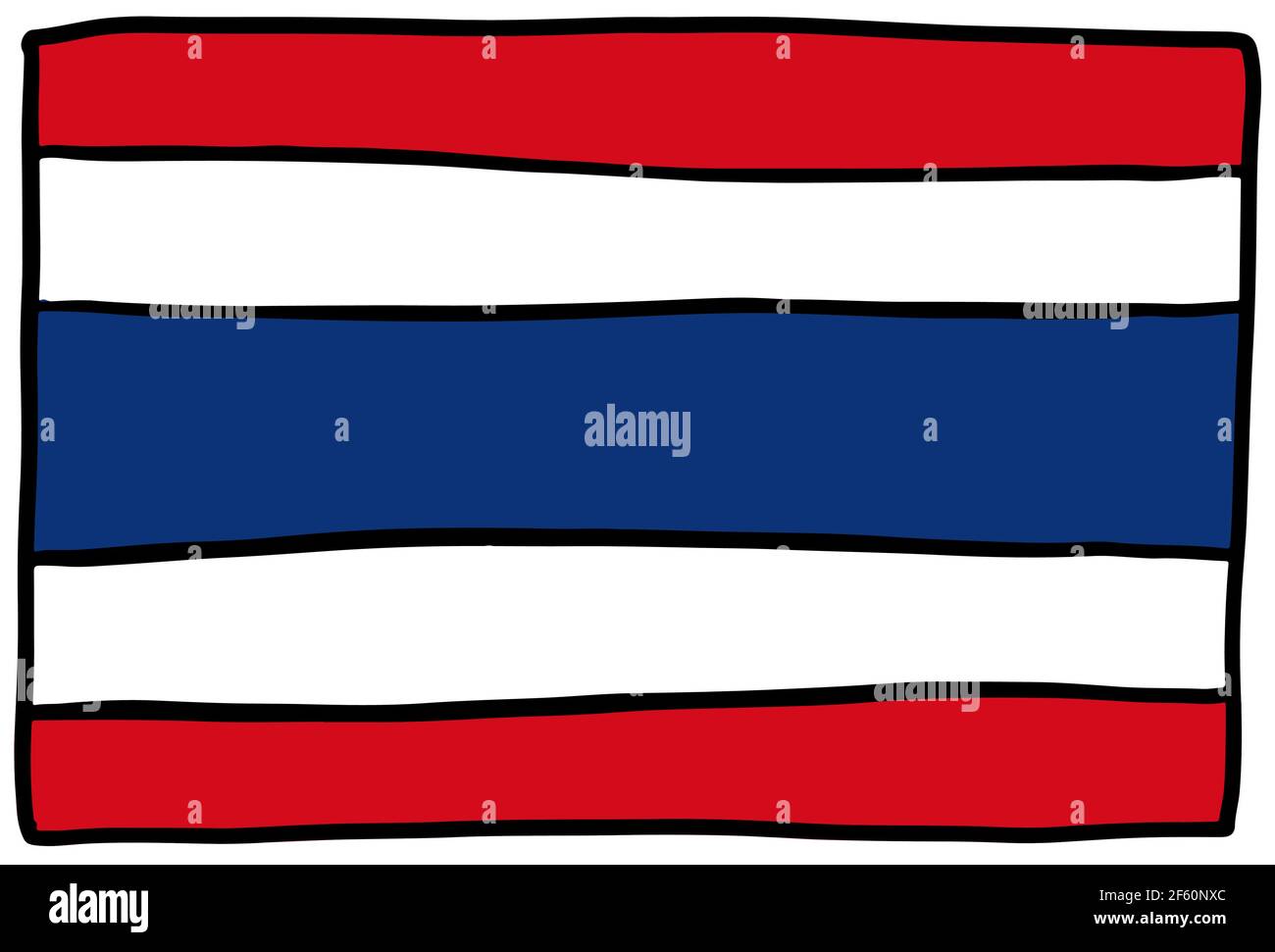 Thailand flag Doodle Hand drawing sketch simple vector illustration ...