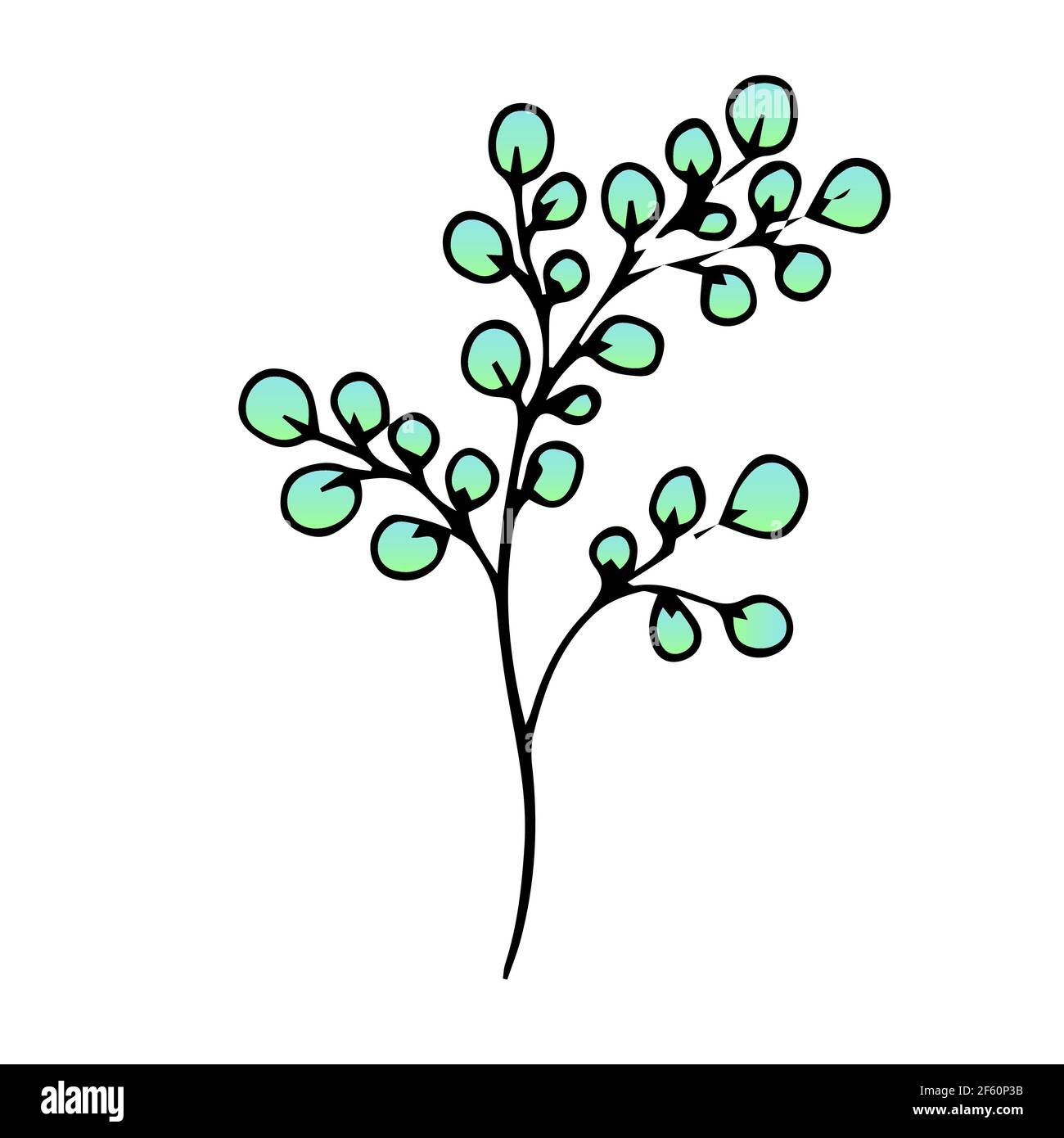 Beautiful flower,Spring twig with leaves, floral vector object in ...