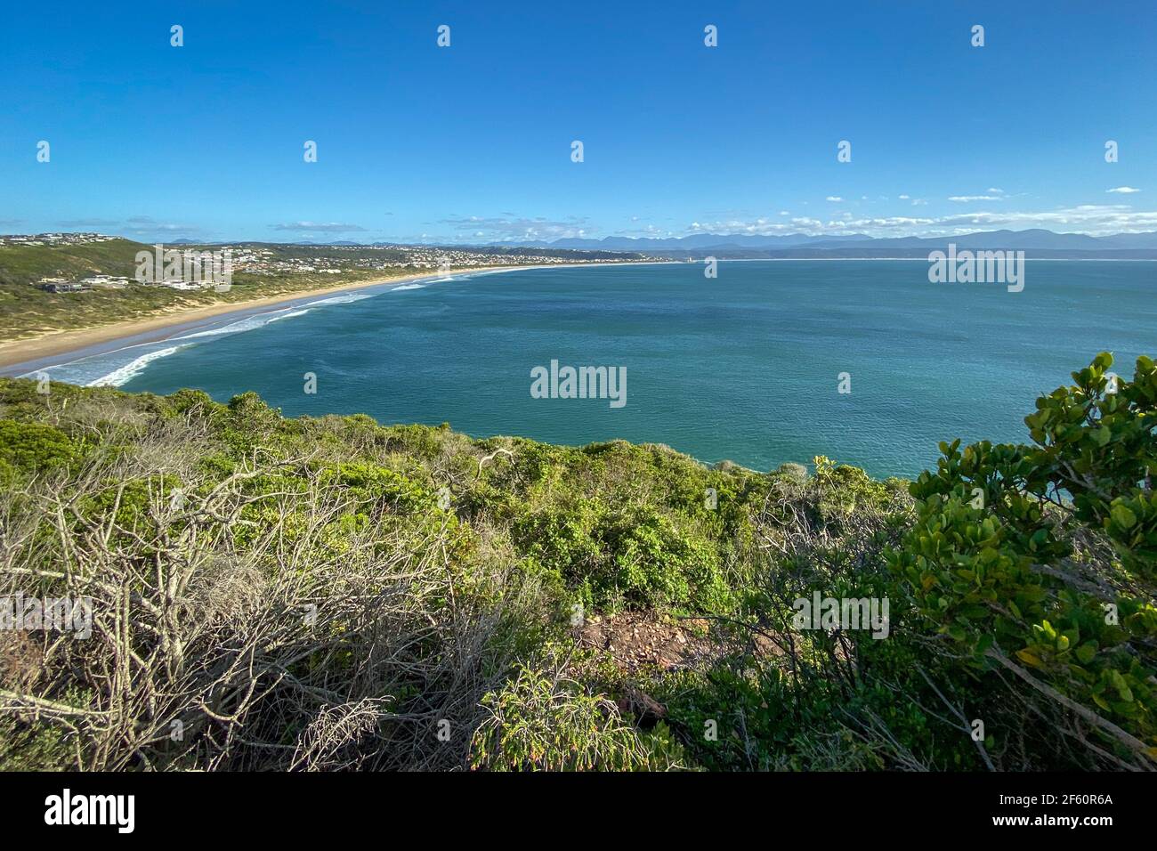 Scenic view of Plettenberg Bay with Solar Beach, Sanctuary Beach ...