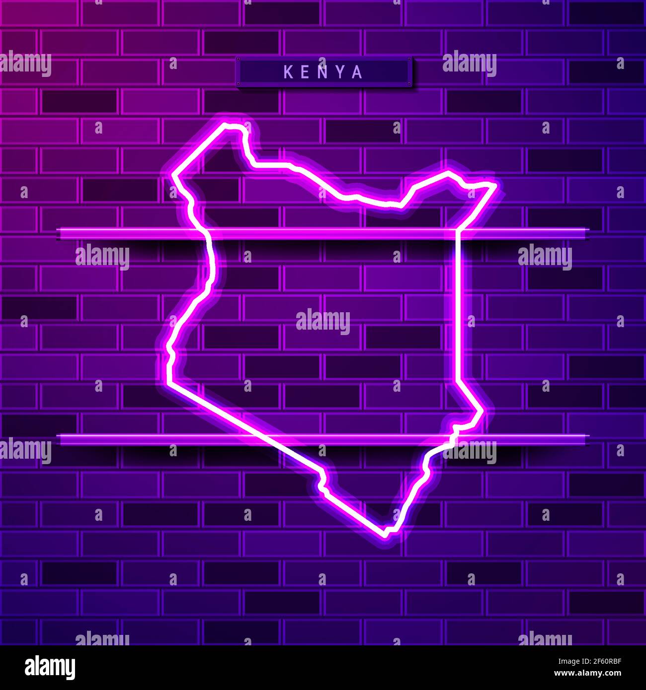 Kenya map glowing neon lamp sign. Realistic vector illustration ...