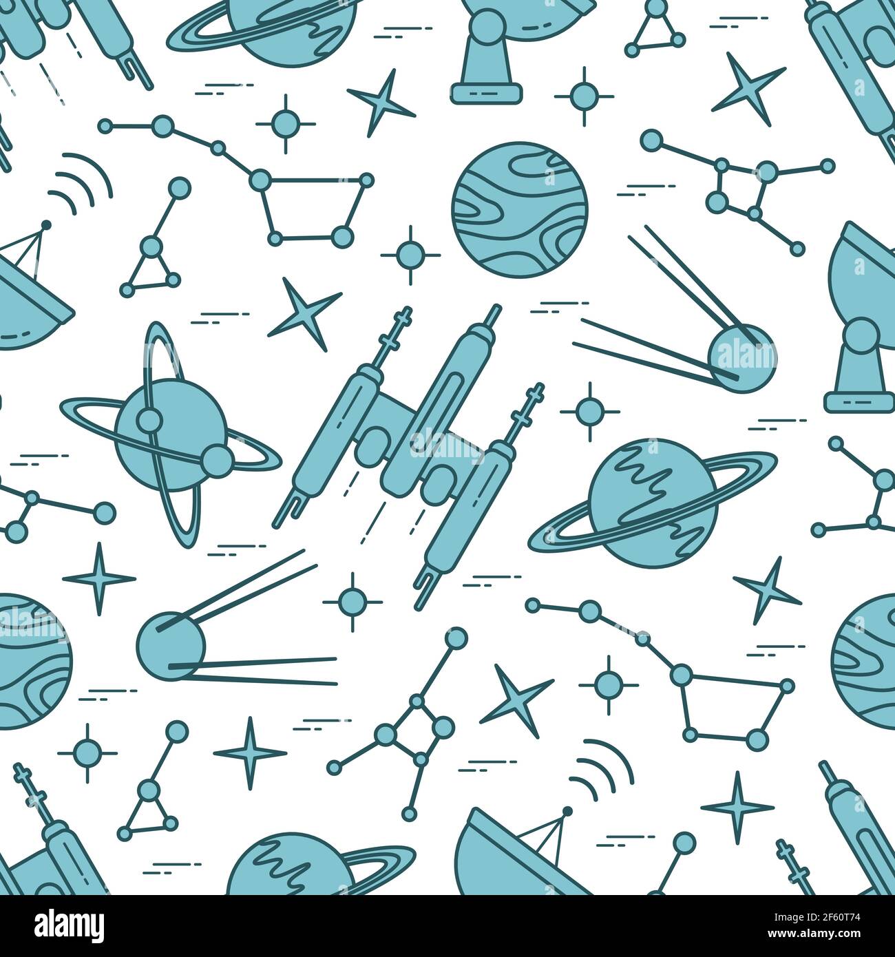 Seamless pattern Vector Illustration Planet Saturn Galaxy ...