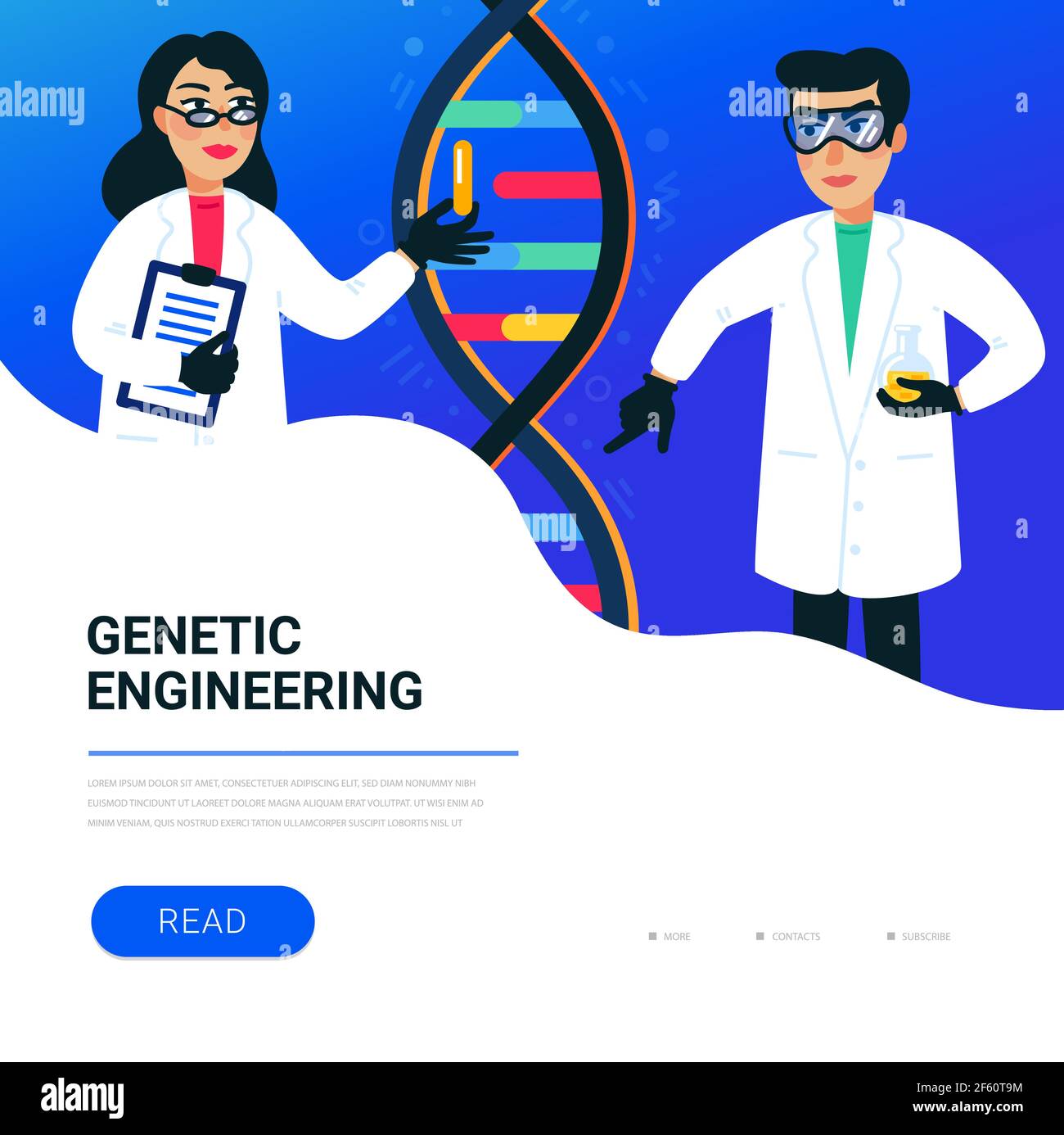 genetic engineering concept. Scientists working in nanotechnology or ...