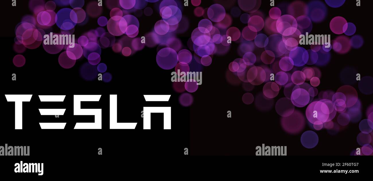 Illustration of wordings with the Tesla symbol Stock Photo - Alamy