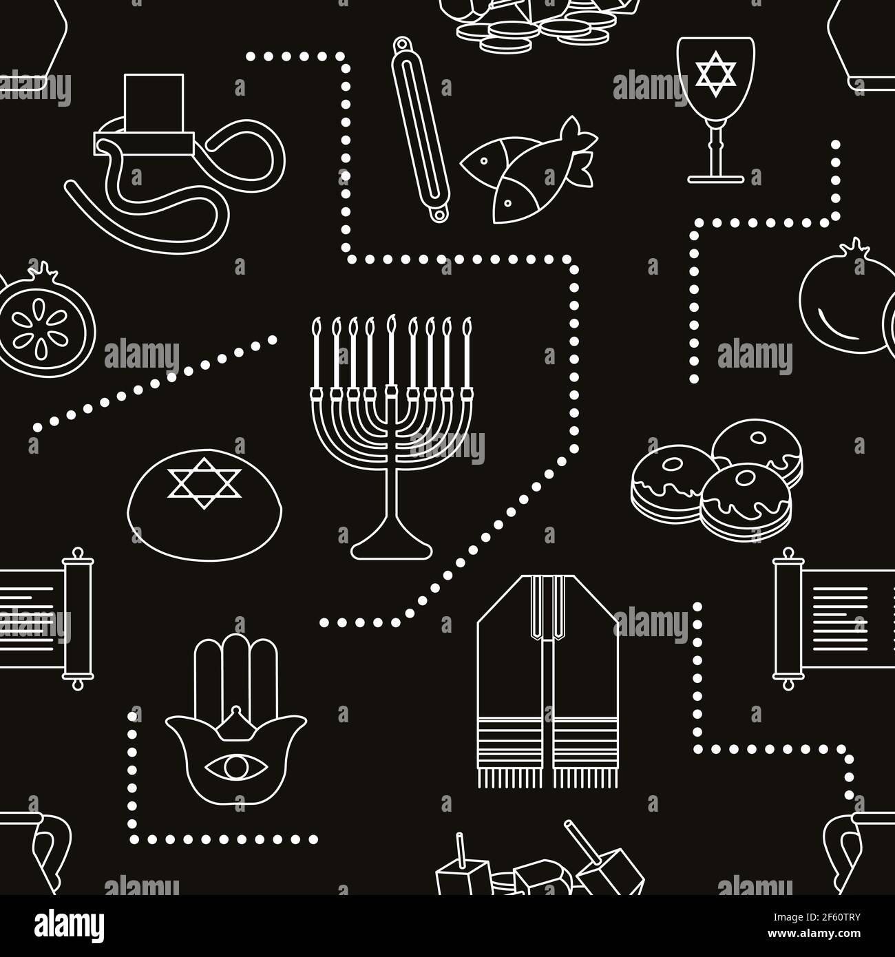 Vector Seamless pattern Illustration Jewish holiday Traditional symbols ...