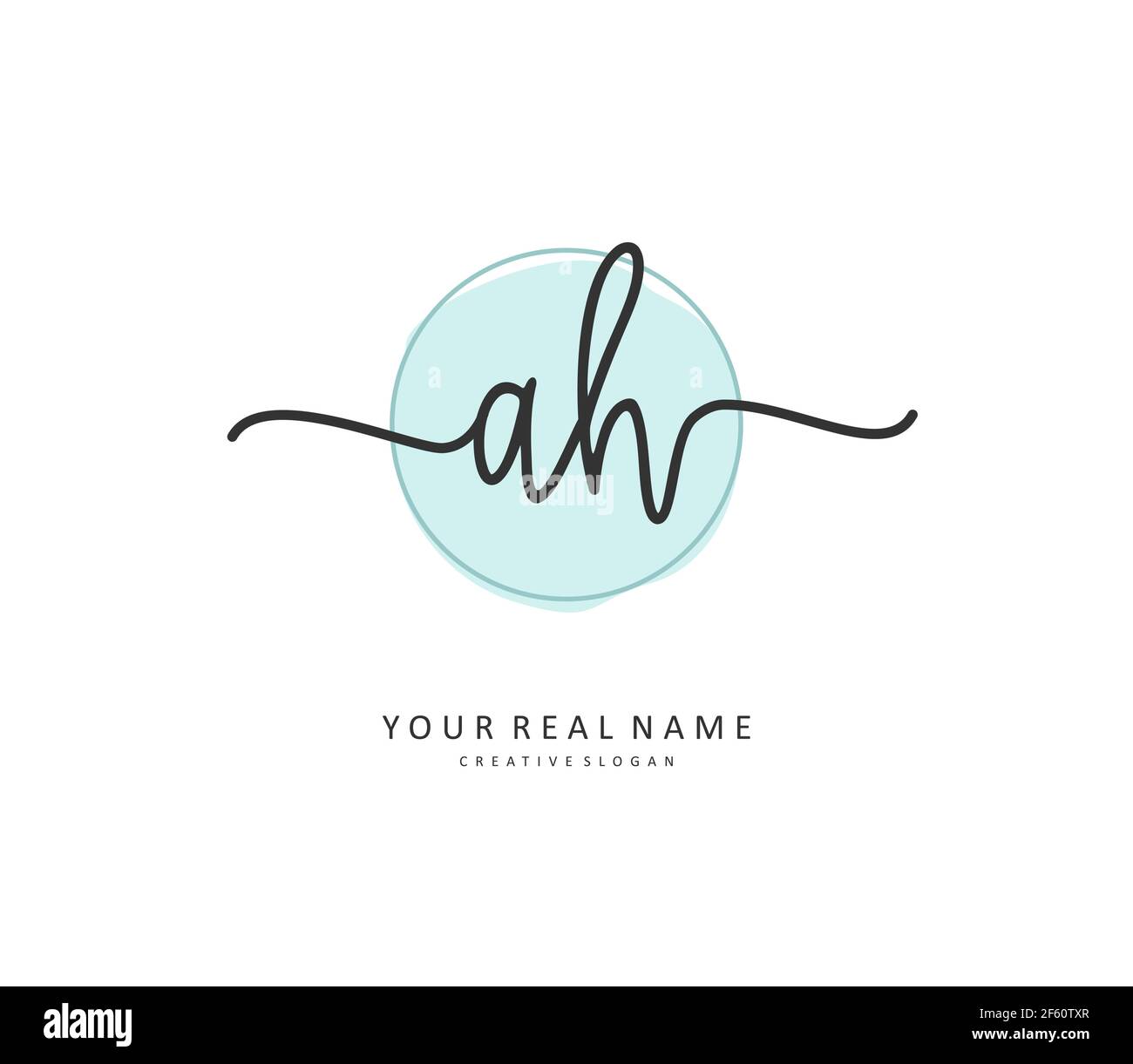 A H AH Initial letter handwriting and signature logo. A concept ...