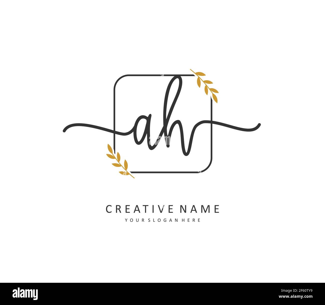 A H AH Initial letter handwriting and signature logo. A concept ...