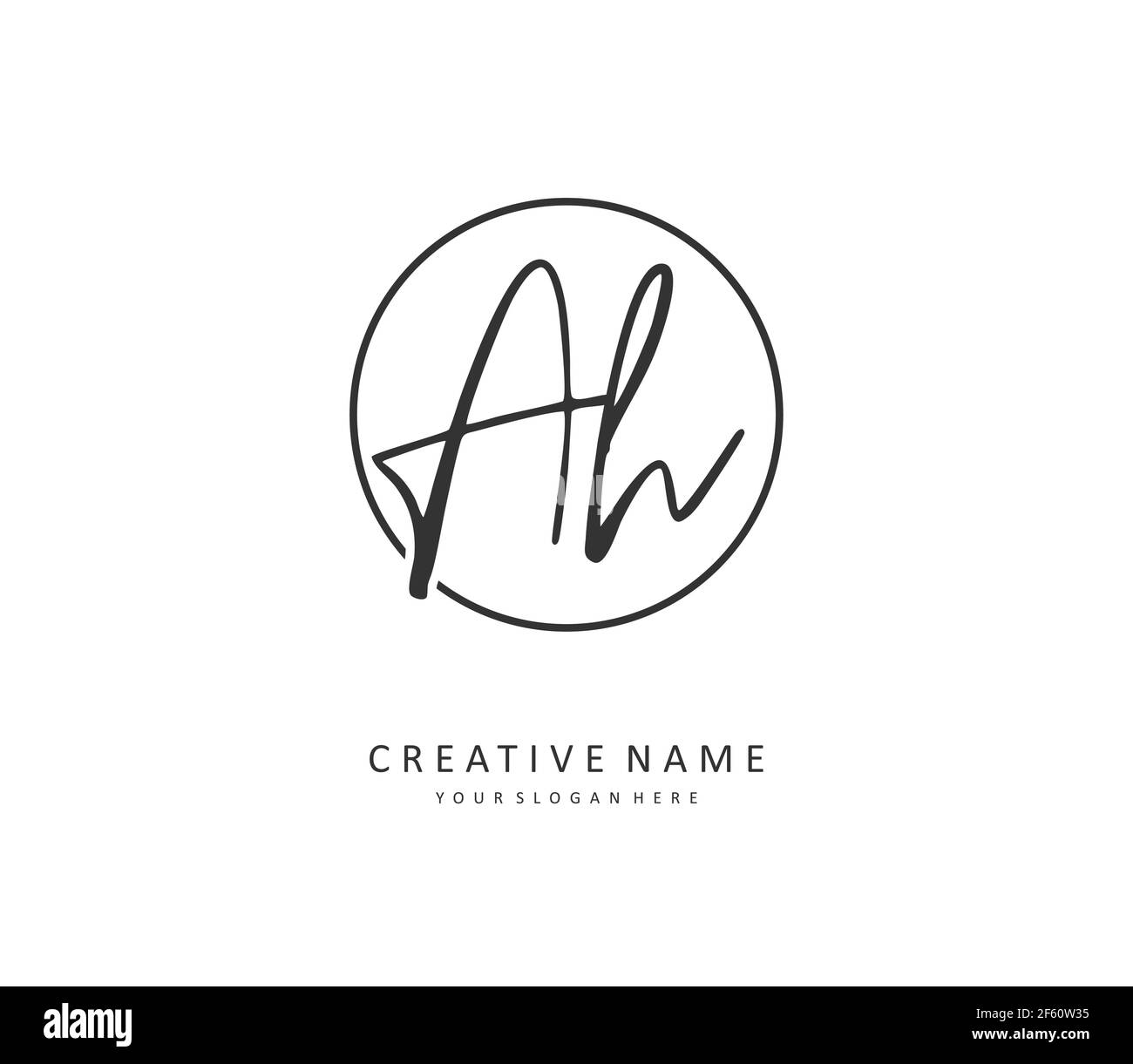 A H AH Initial letter handwriting and signature logo. A concept ...
