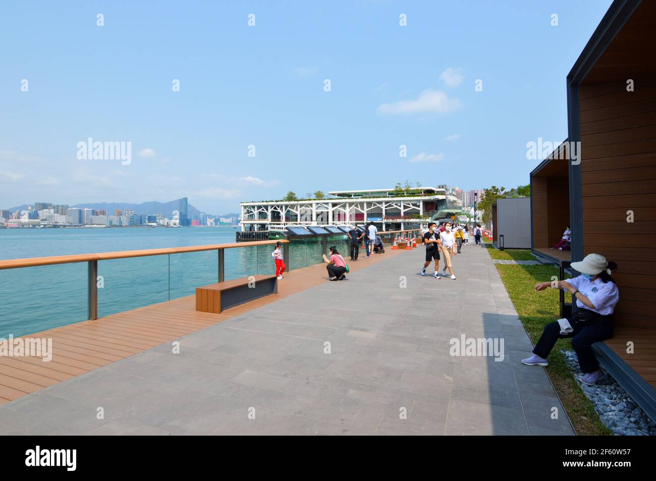 Newly opened section of harbourfront promenade near Wan Chai Ferry Pier ...