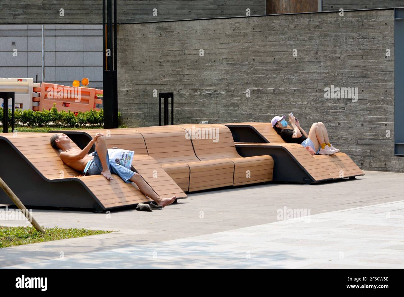 Newly opened section of harbourfront promenade near Wan Chai Ferry Pier ...