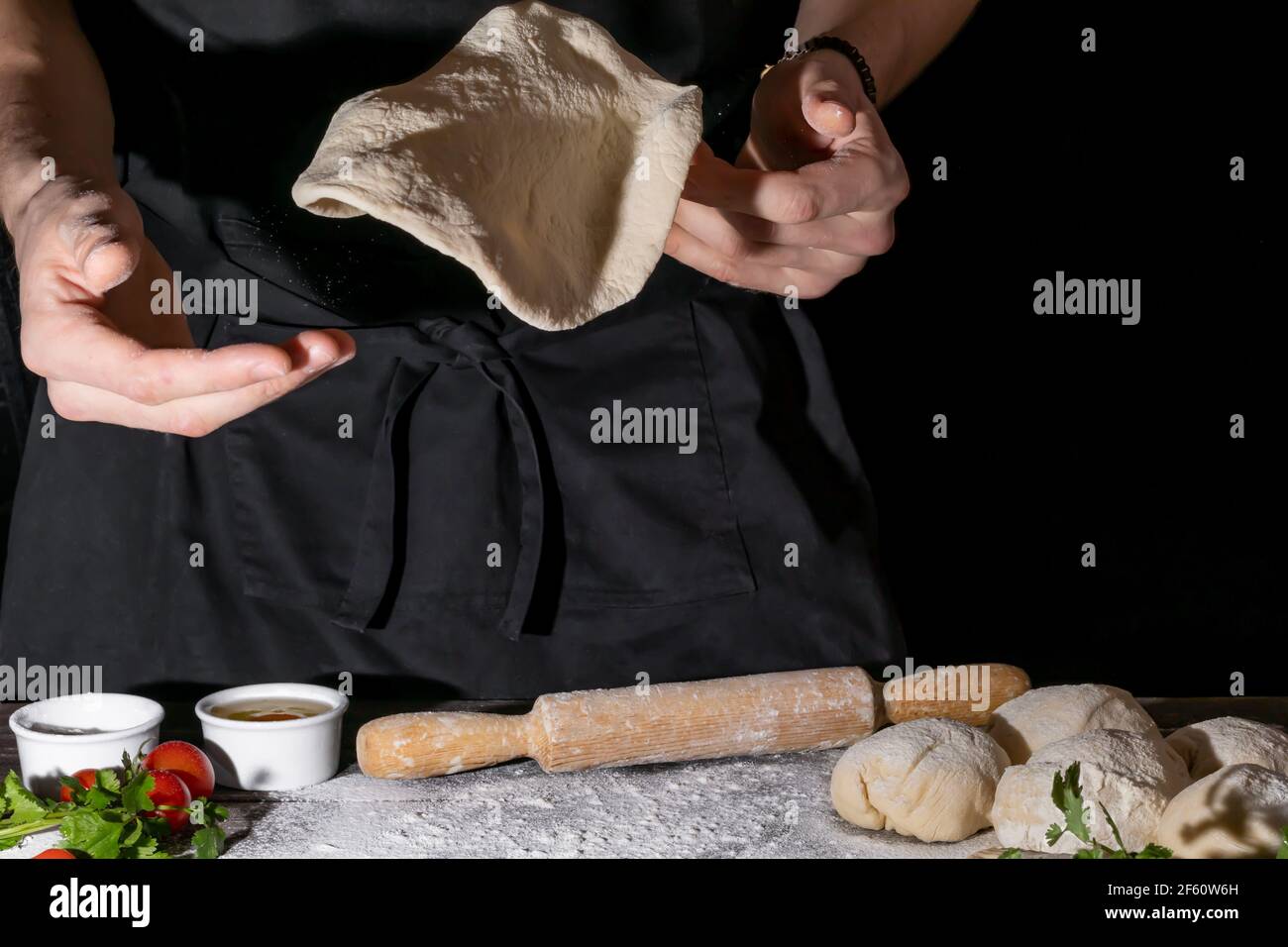Making homemade bread. Step-by-step instruction. The cook shapes the ...