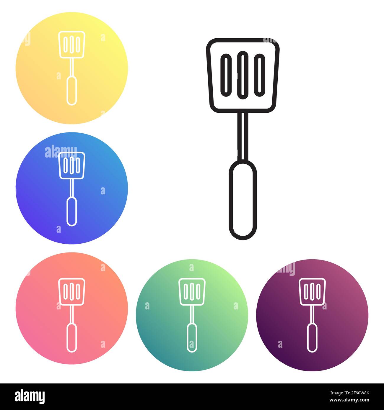 Black line Spatula icon isolated on white background. Kitchen spatula ...