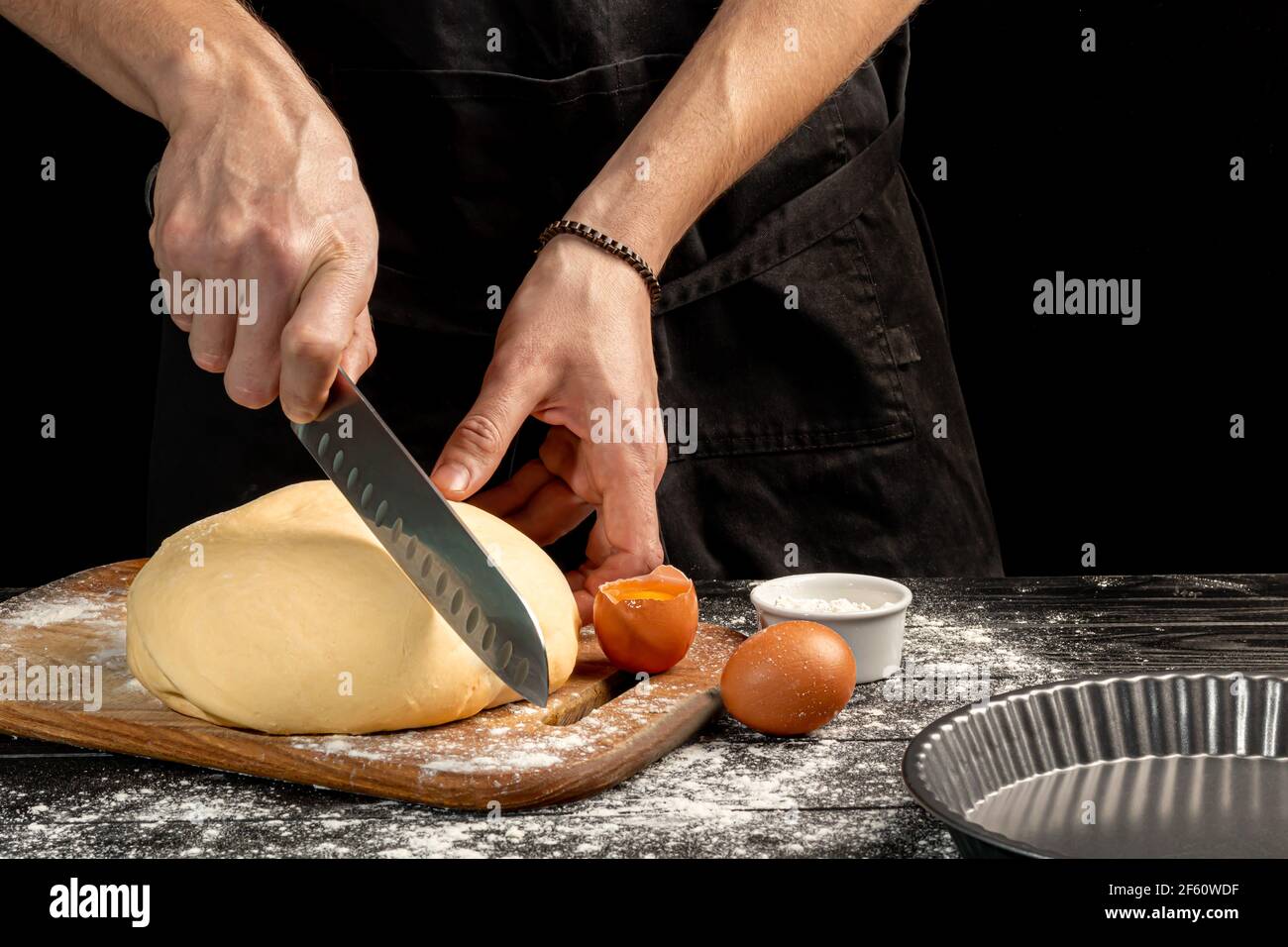 Making homemade bread. Step-by-step instruction. The cook shapes the ...