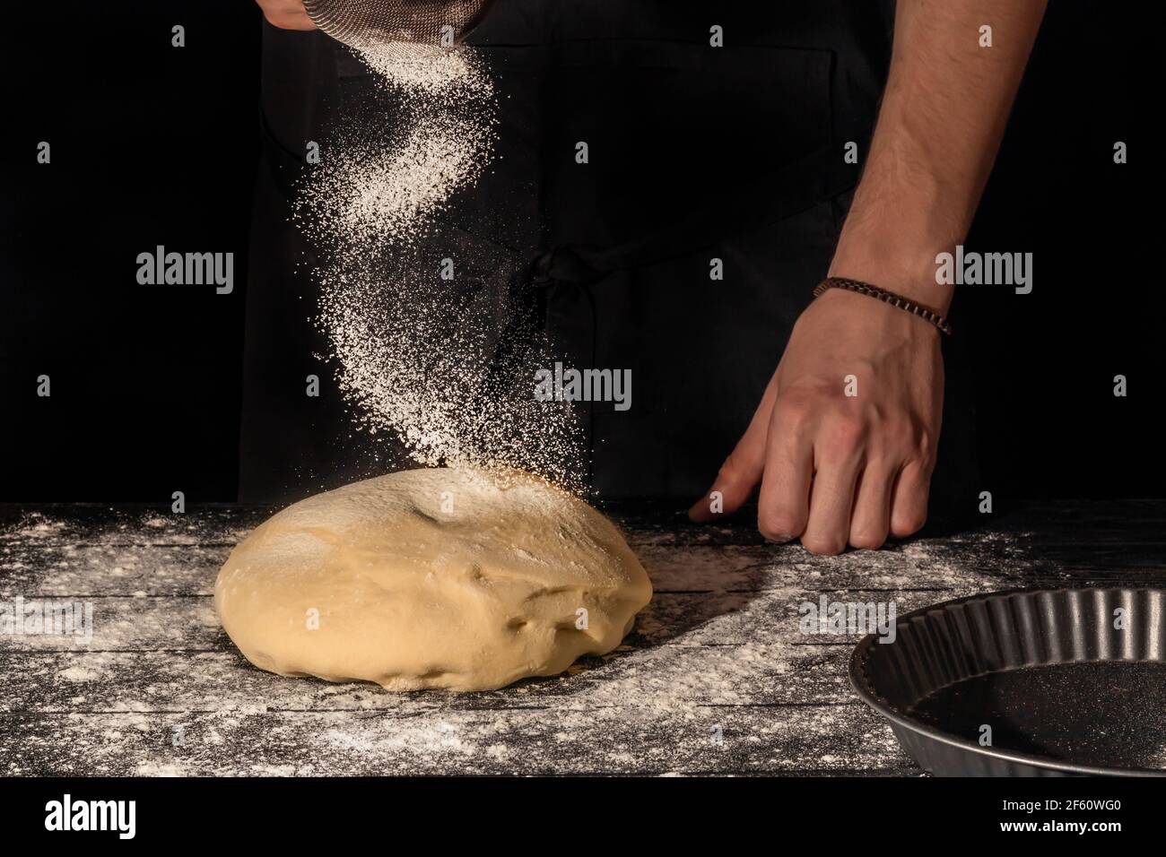 Making homemade bread. Step-by-step instruction. The cook shapes the ...