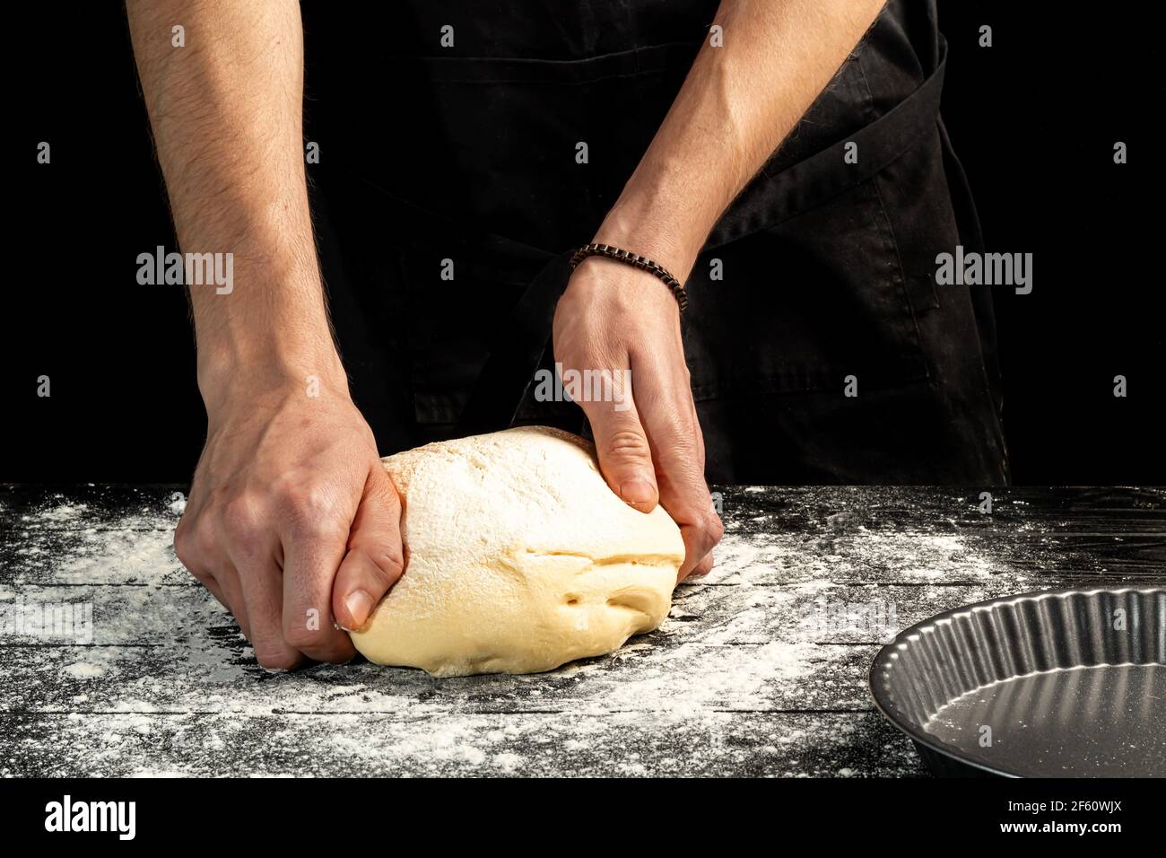 Making homemade bread. Step-by-step instruction. The cook shapes the ...