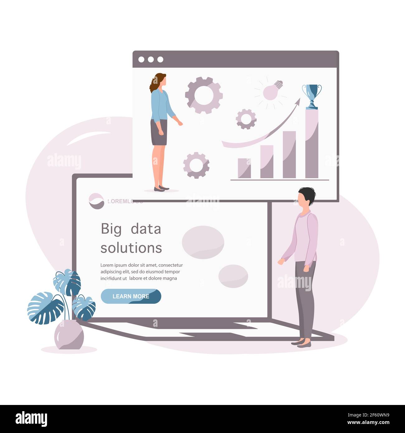 Vector illustration of business growth, financial increase. People ...