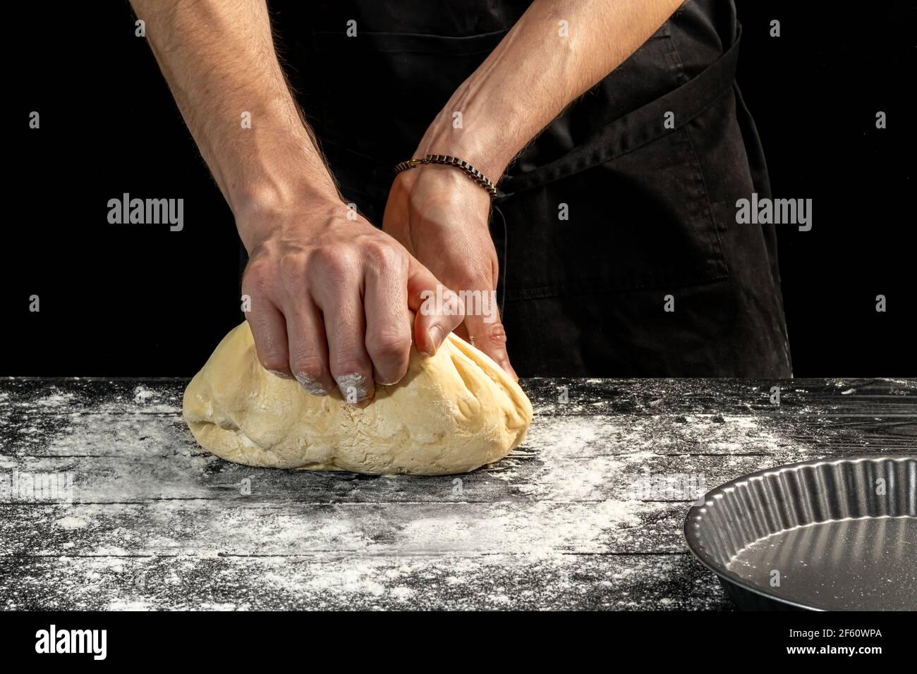 Making homemade bread. Step-by-step instruction. The cook shapes the ...