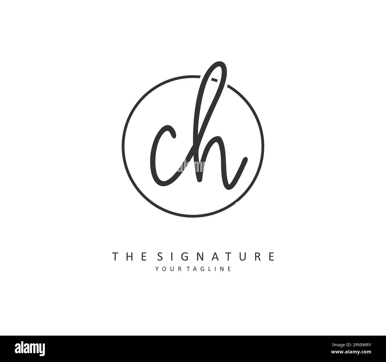 C H CH Initial letter handwriting and signature logo. A concept ...