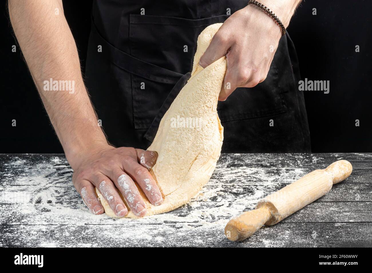 Making homemade bread. Step-by-step instruction. The cook shapes the ...