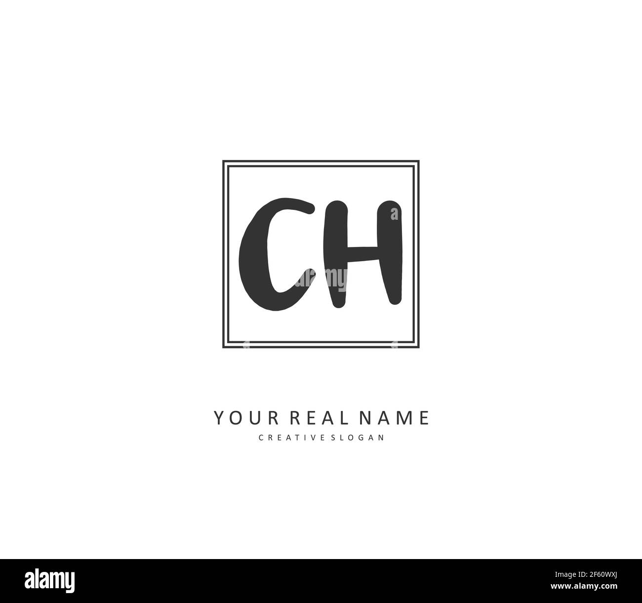 C H CH Initial letter handwriting and signature logo. A concept ...