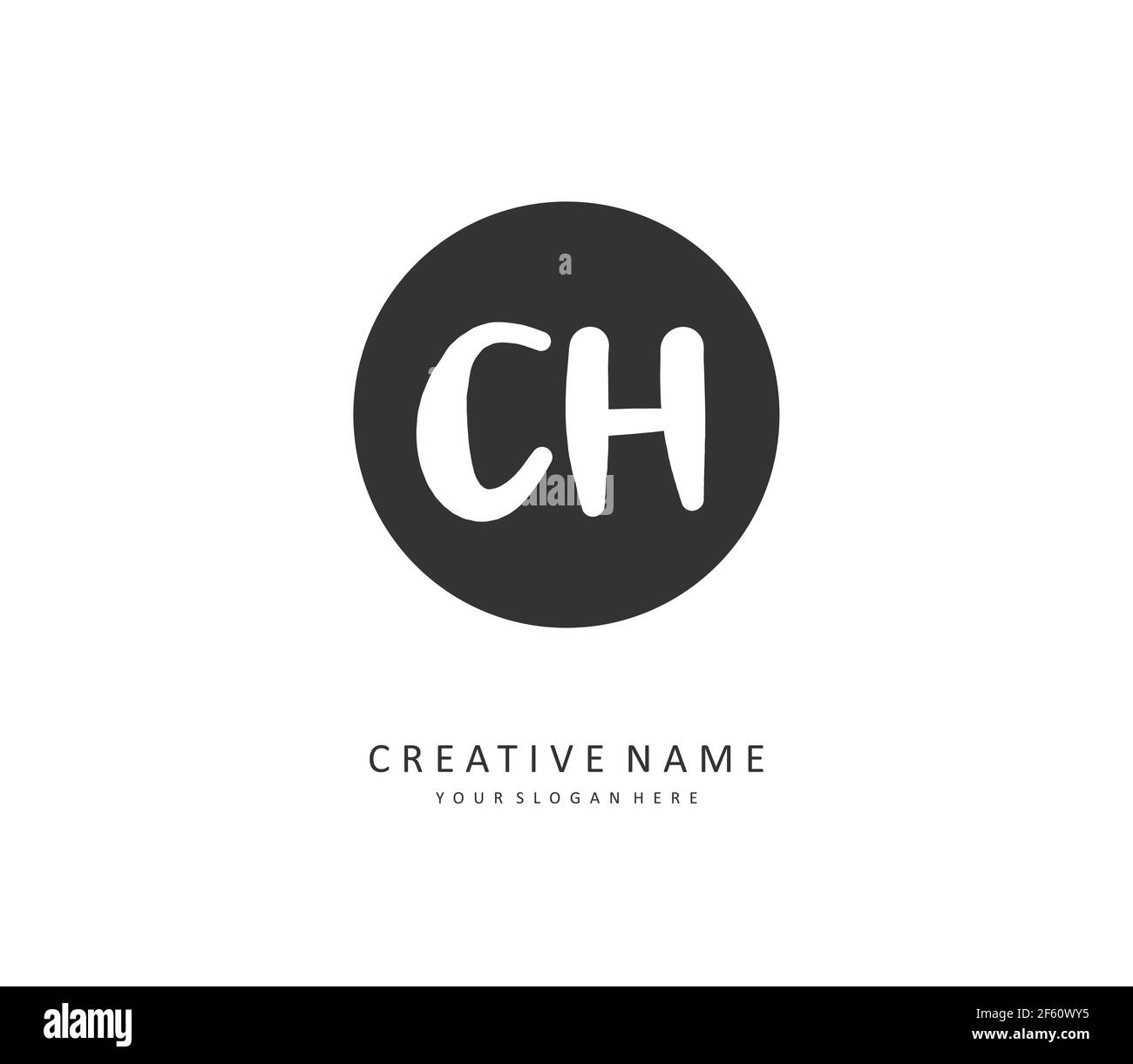 C H CH Initial letter handwriting and signature logo. A concept ...