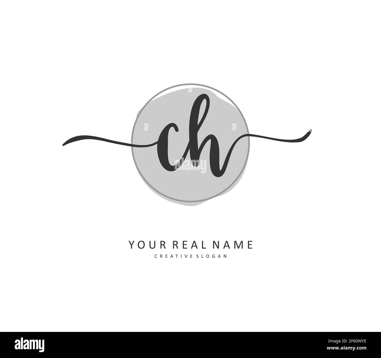 C H CH Initial letter handwriting and signature logo. A concept ...