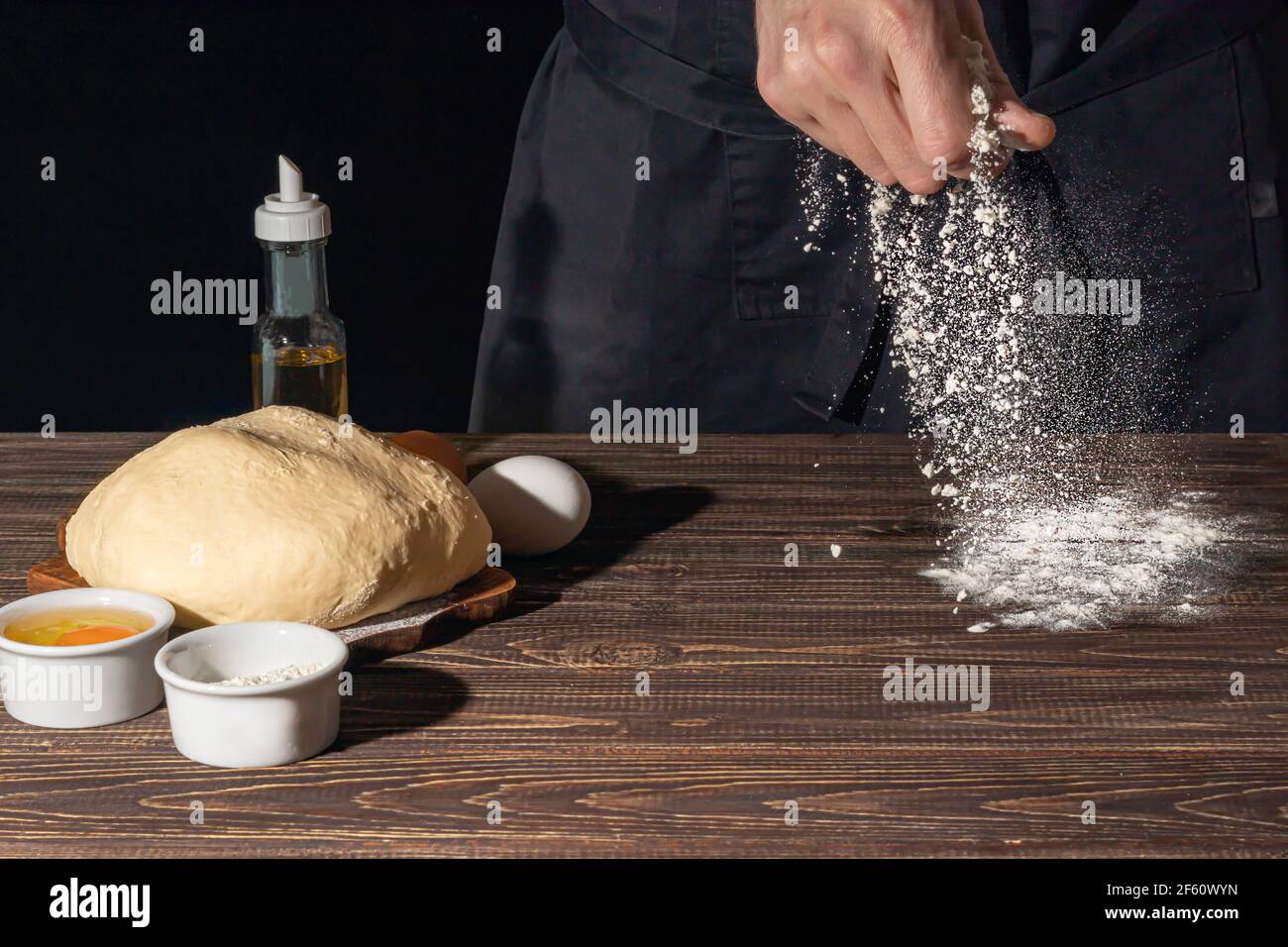 Making homemade bread. Step-by-step instruction. The cook shapes the ...