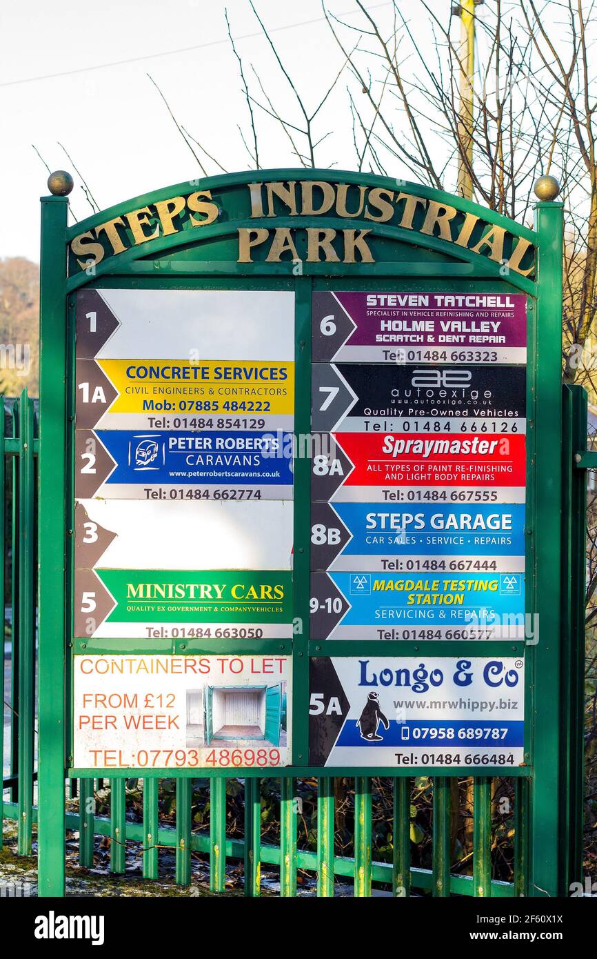 Steps Industrial Park Sign Stock Photo - Alamy