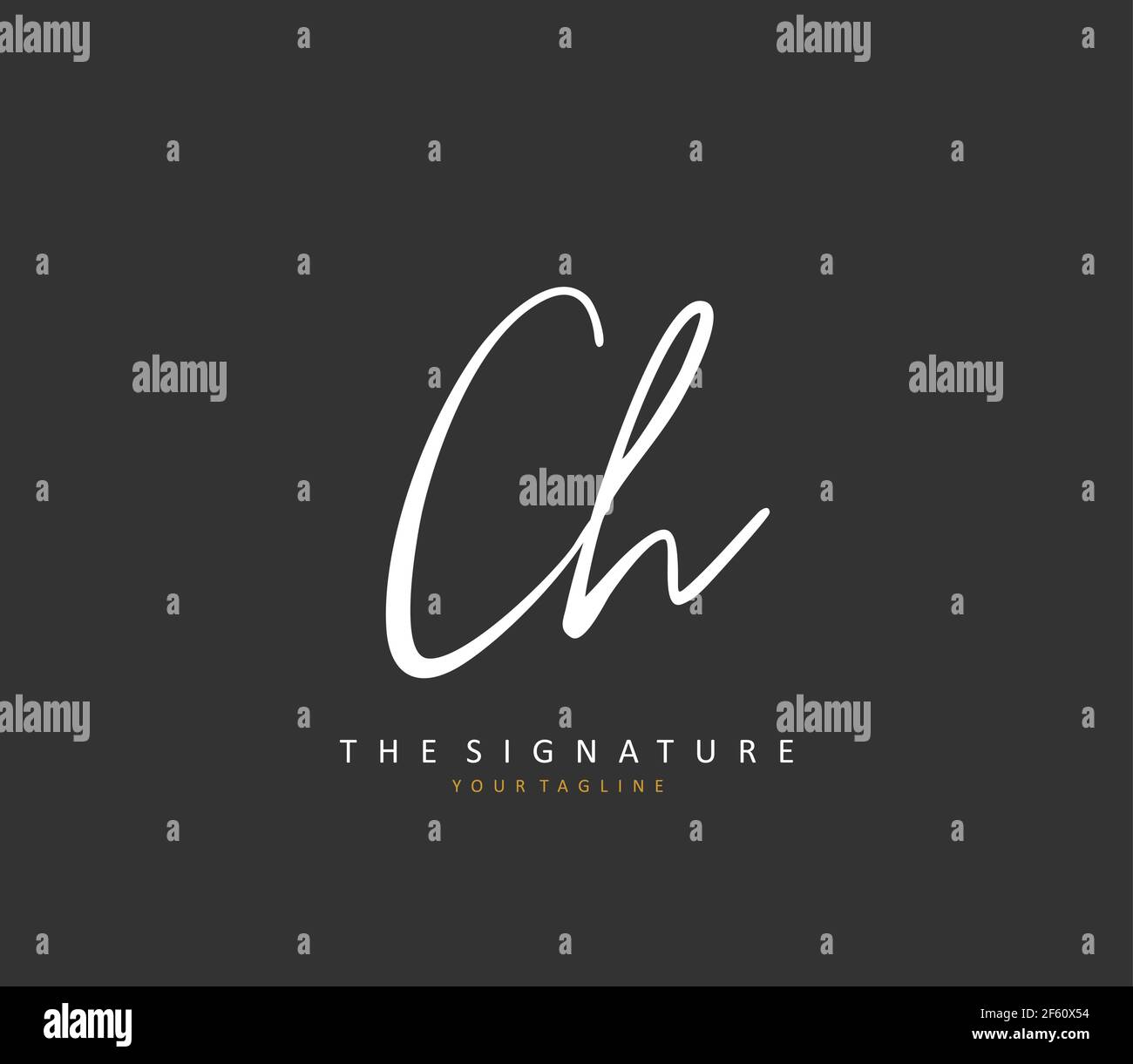 C H CH Initial letter handwriting and signature logo. A concept ...