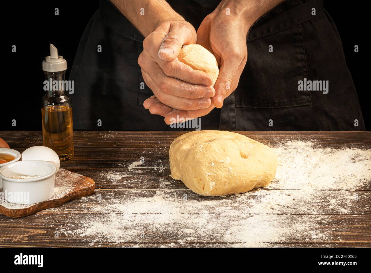 Making homemade bread. Step-by-step instruction. The cook shapes the ...