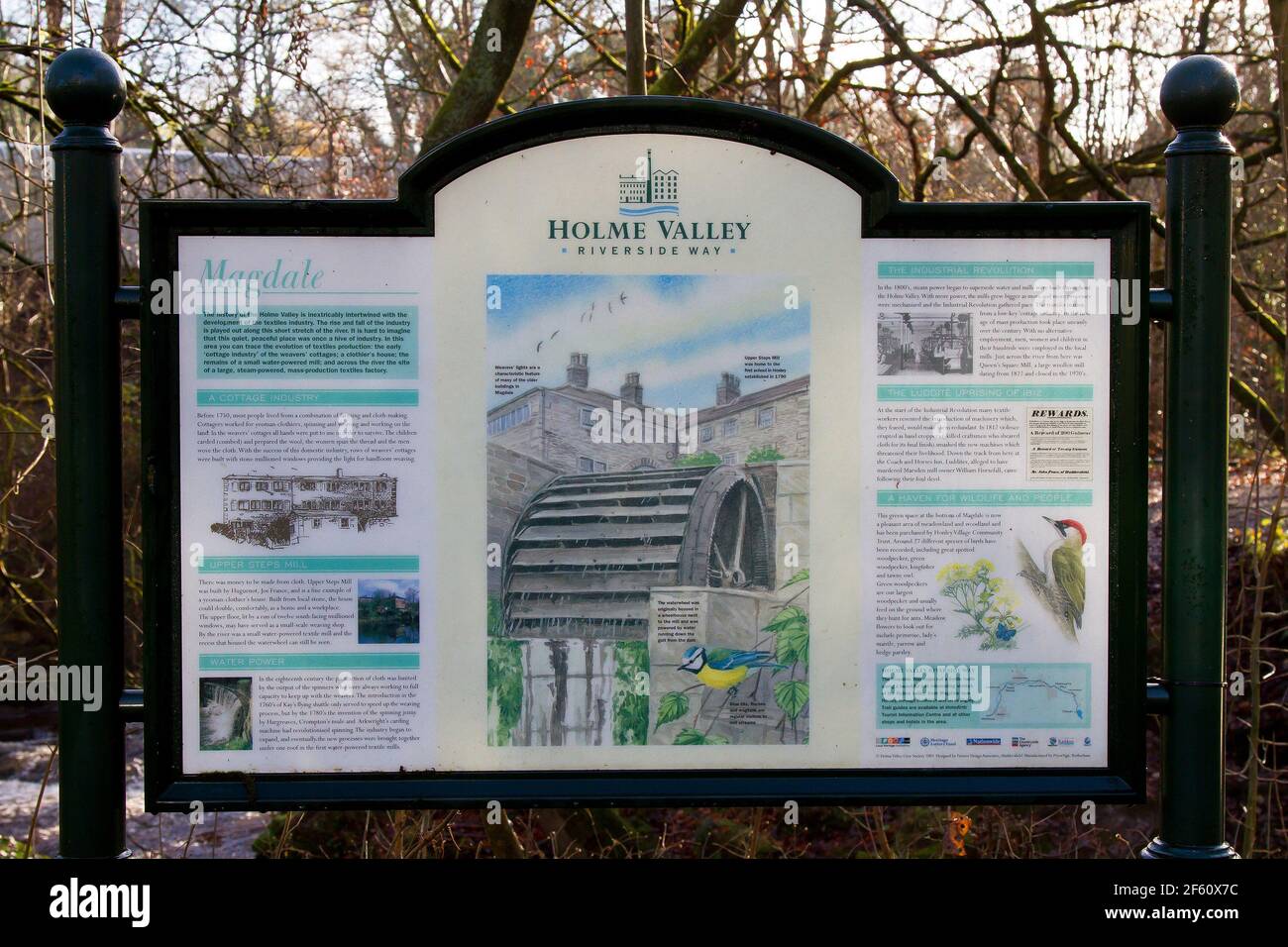 Holme Valley Riverside Way sign, Honley Stock Photo - Alamy
