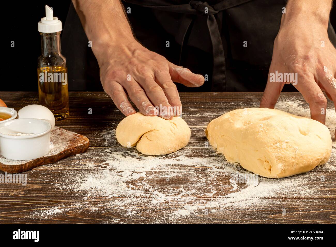 Making homemade bread. Step-by-step instruction. The cook shapes the ...
