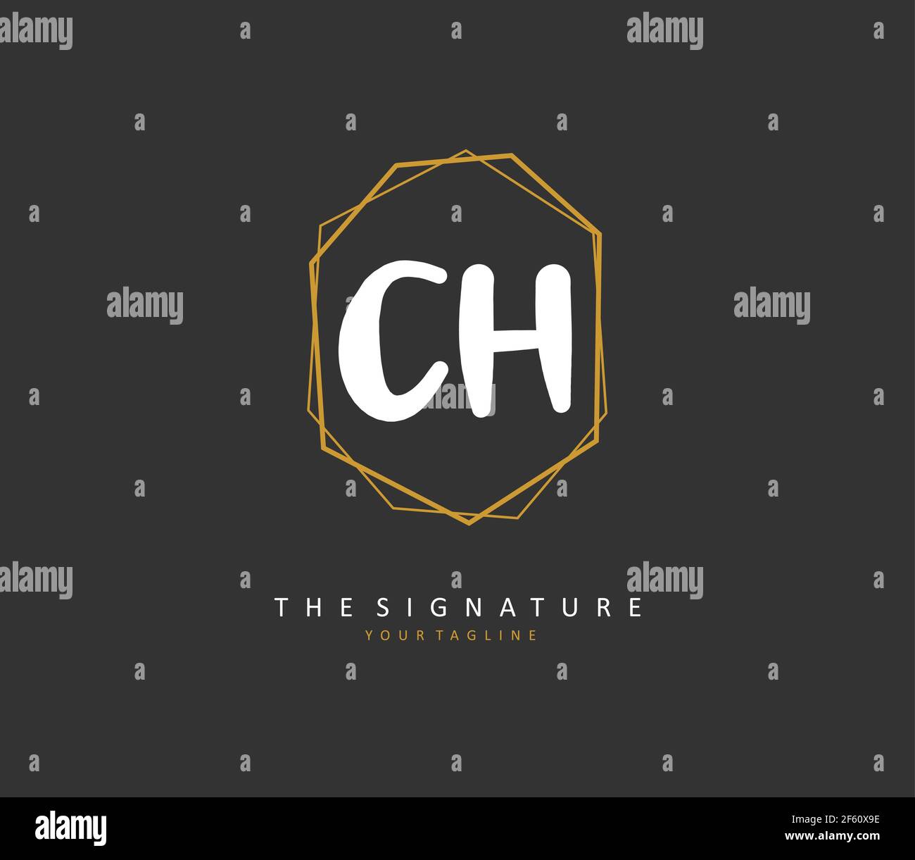 C H CH Initial letter handwriting and signature logo. A concept ...