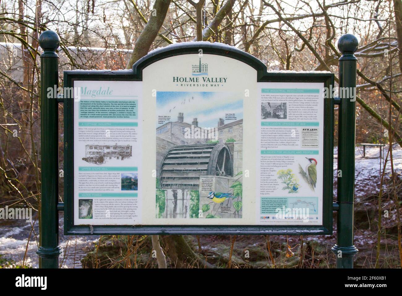 Holme Valley Riverside Way sign, Honley Stock Photo - Alamy