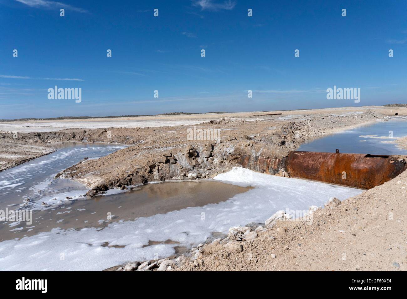 Sea salt saline factory in Baja California desert Mexico Stock Photo ...