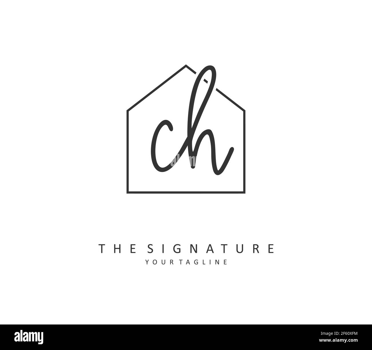 C H CH Initial letter handwriting and signature logo. A concept ...