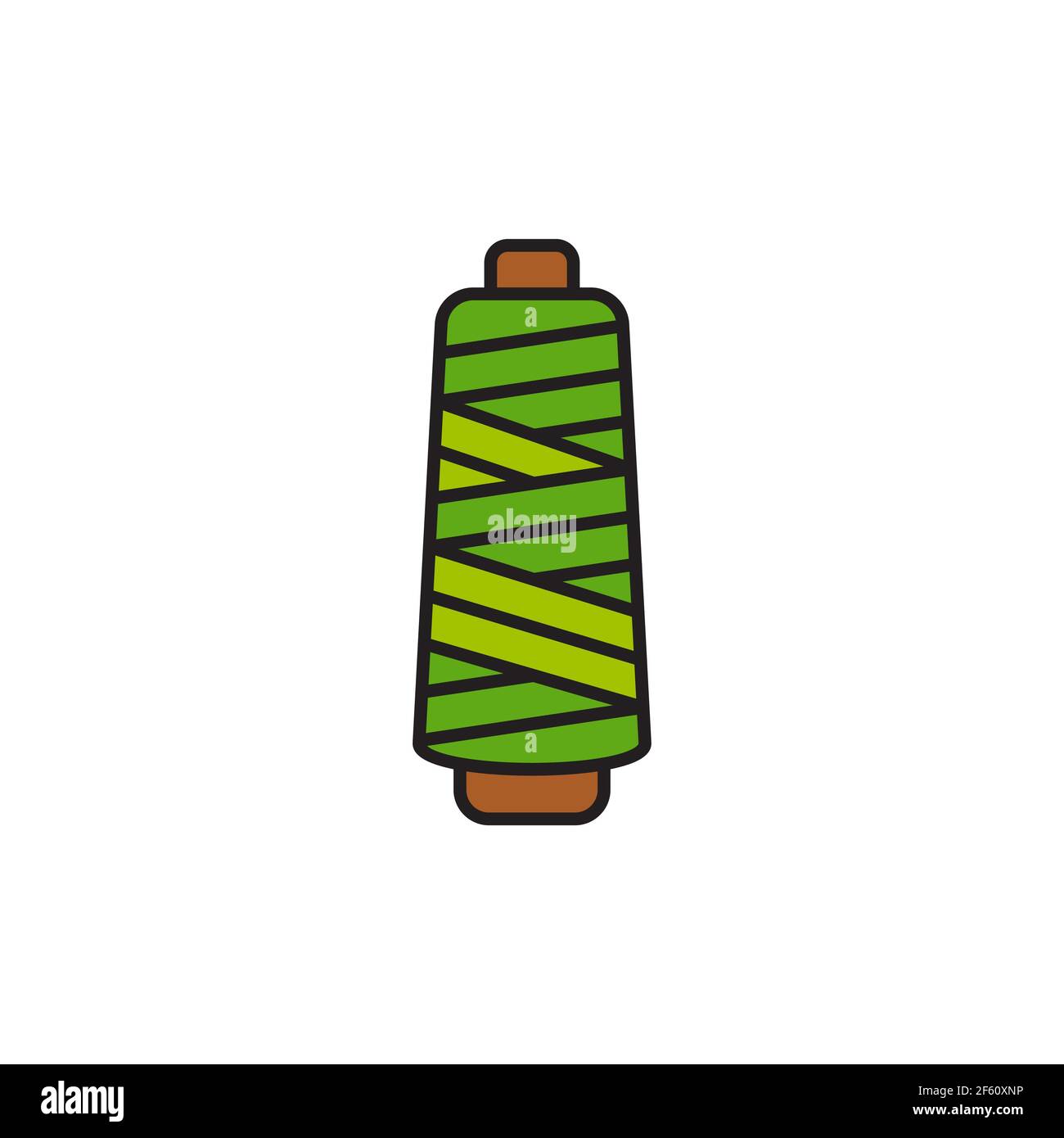 Sewing thread on spool icon isolated on white background. Yarn spool ...