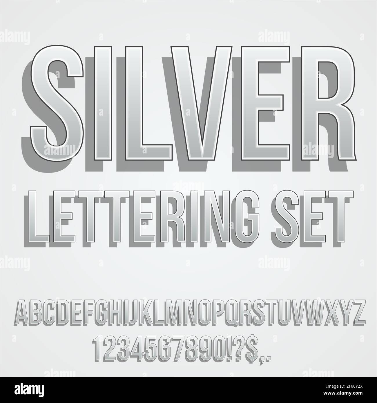 Gray silver - typeset for calm lettering with shadows Stock Vector ...