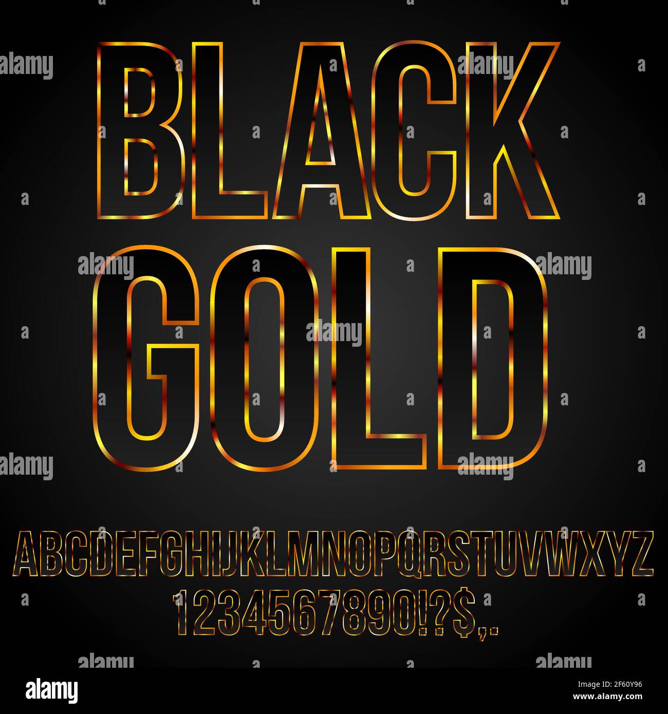 Black Gold Font - typeset for golden stylized lettering Stock Vector ...