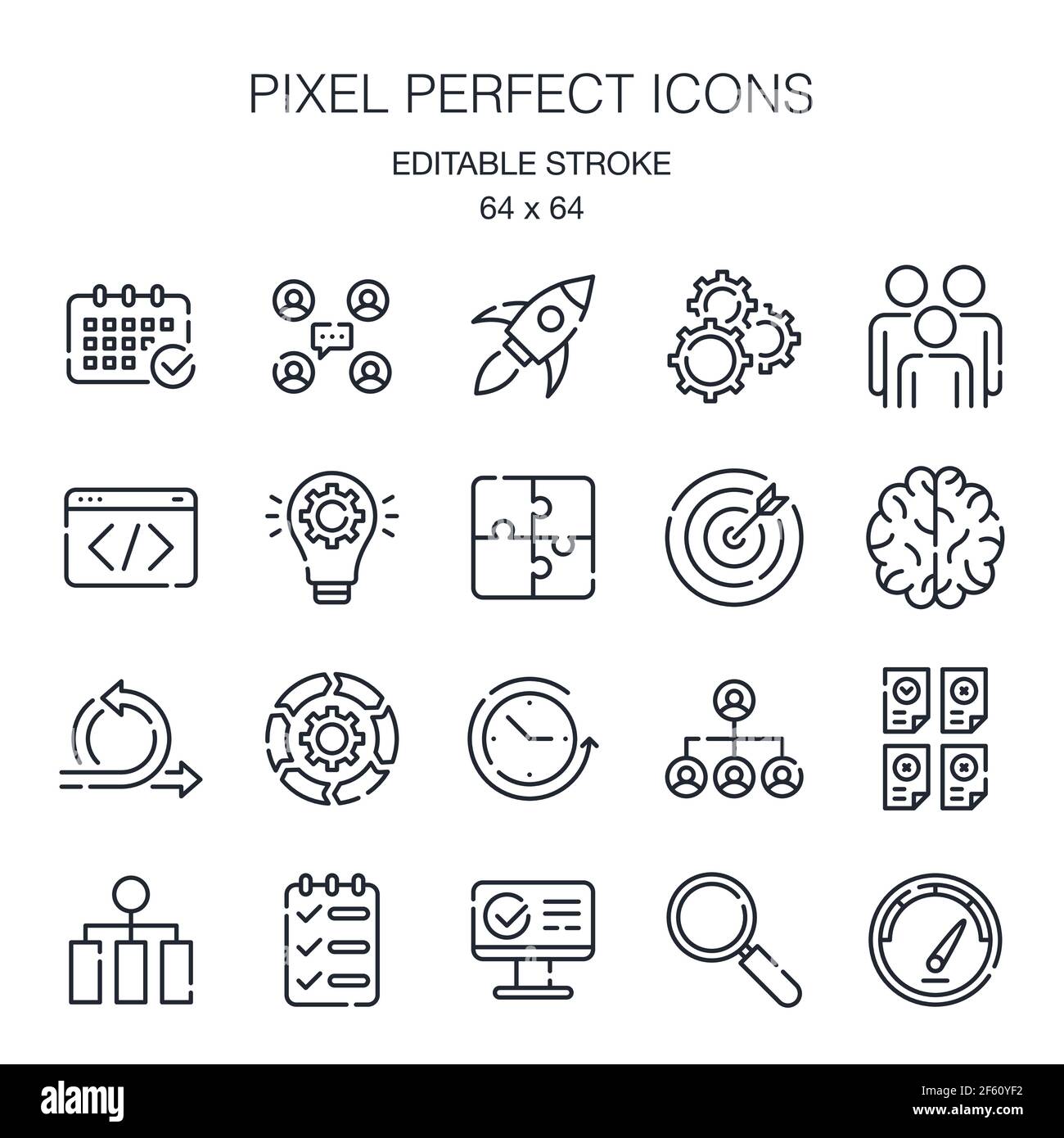 Agile Software Development Methodology Editable Stroke Outline Icons Set Isolated On White