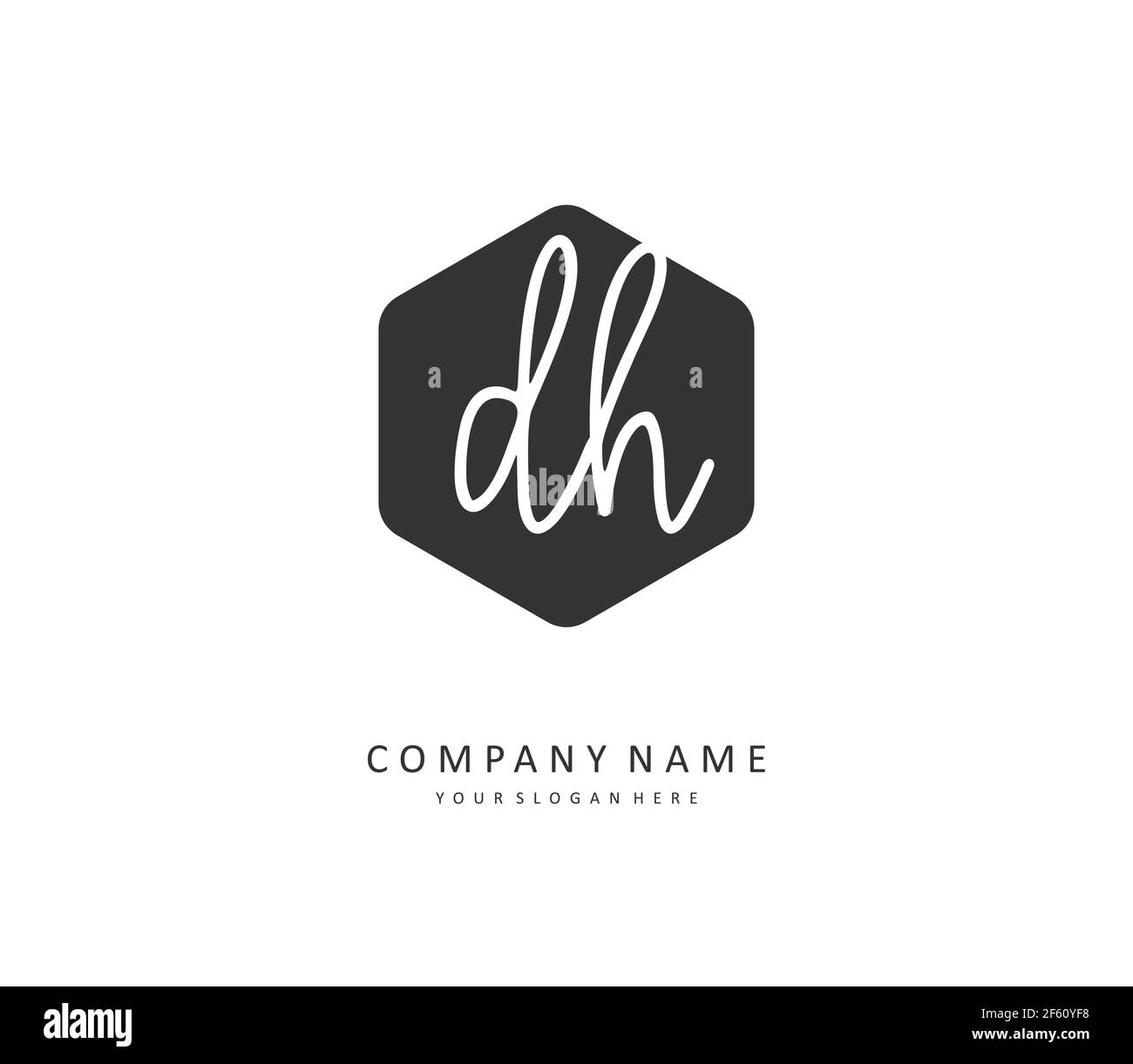 D H DH Initial letter handwriting and signature logo. A concept ...