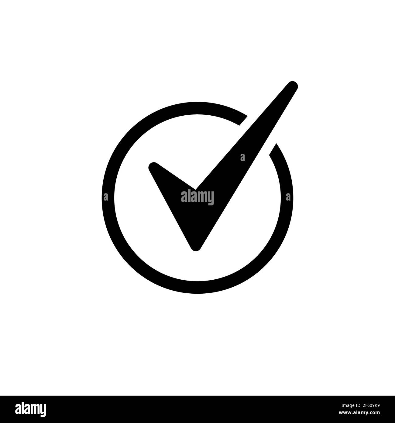Check Mark. Valid Seal icon. black tick in circle. Flat OK sticker icon ...
