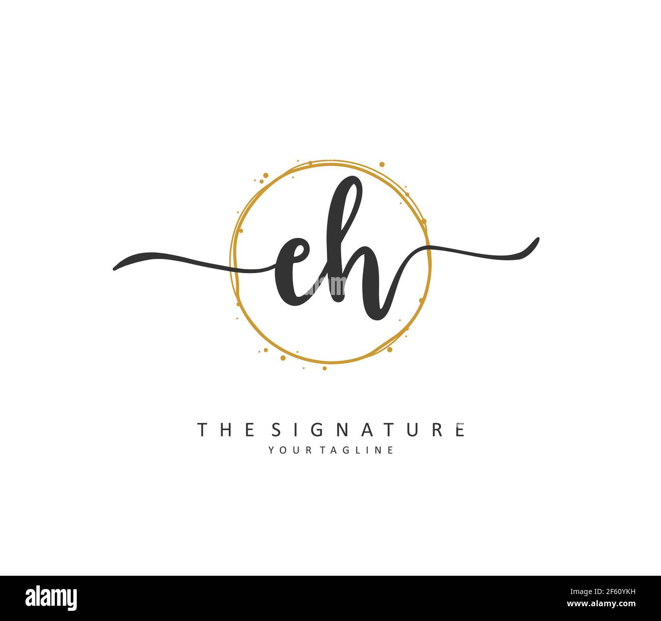 E H EH Initial letter handwriting and signature logo. A concept ...