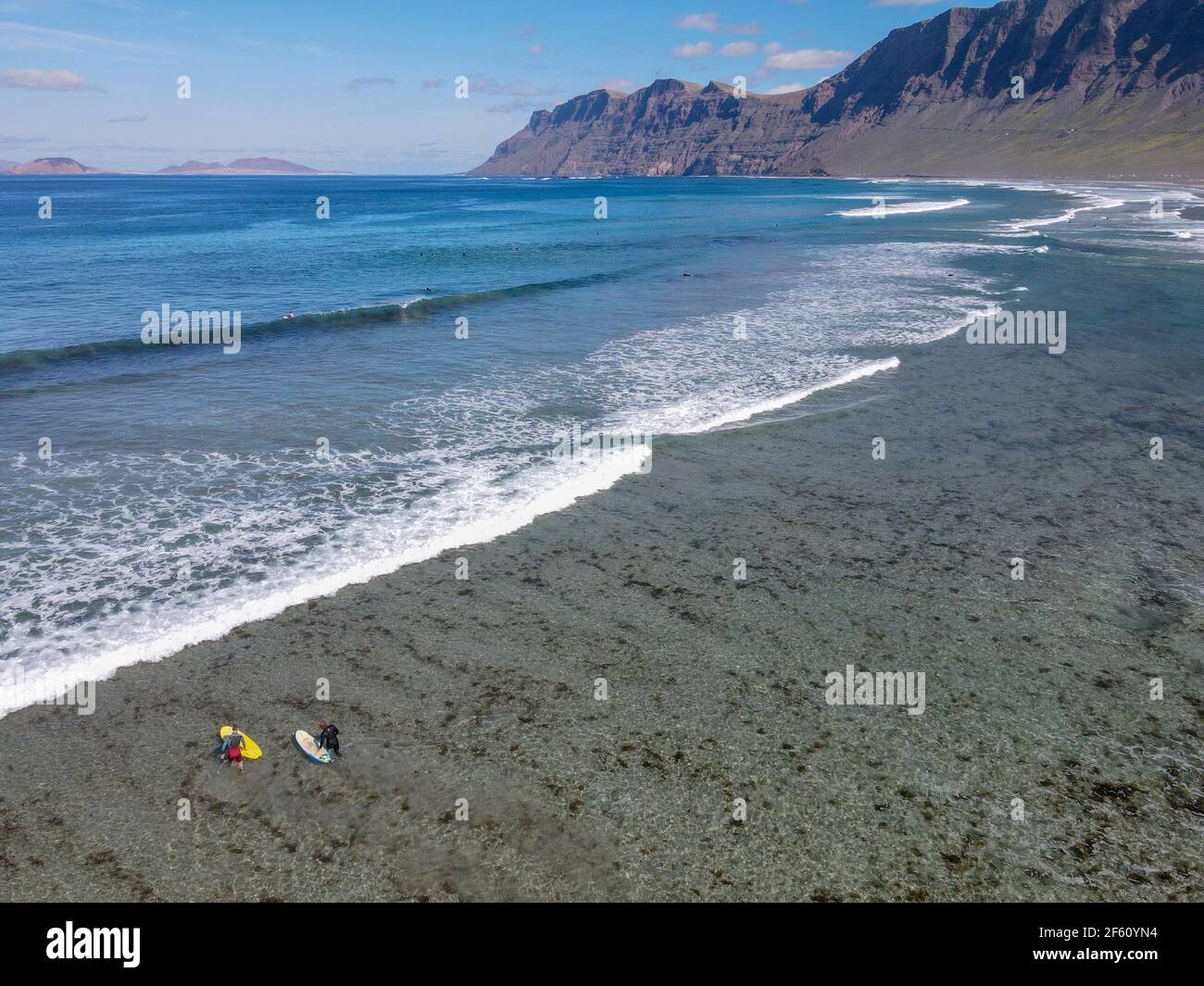 Aerial lanzarote famara beach hi-res stock photography and images - Alamy