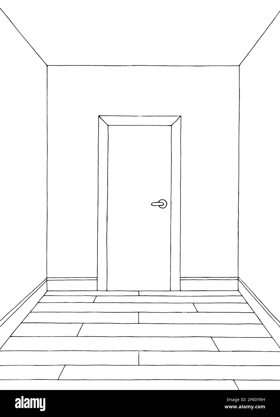 Corridor graphic black white interior vertical sketch illustration ...