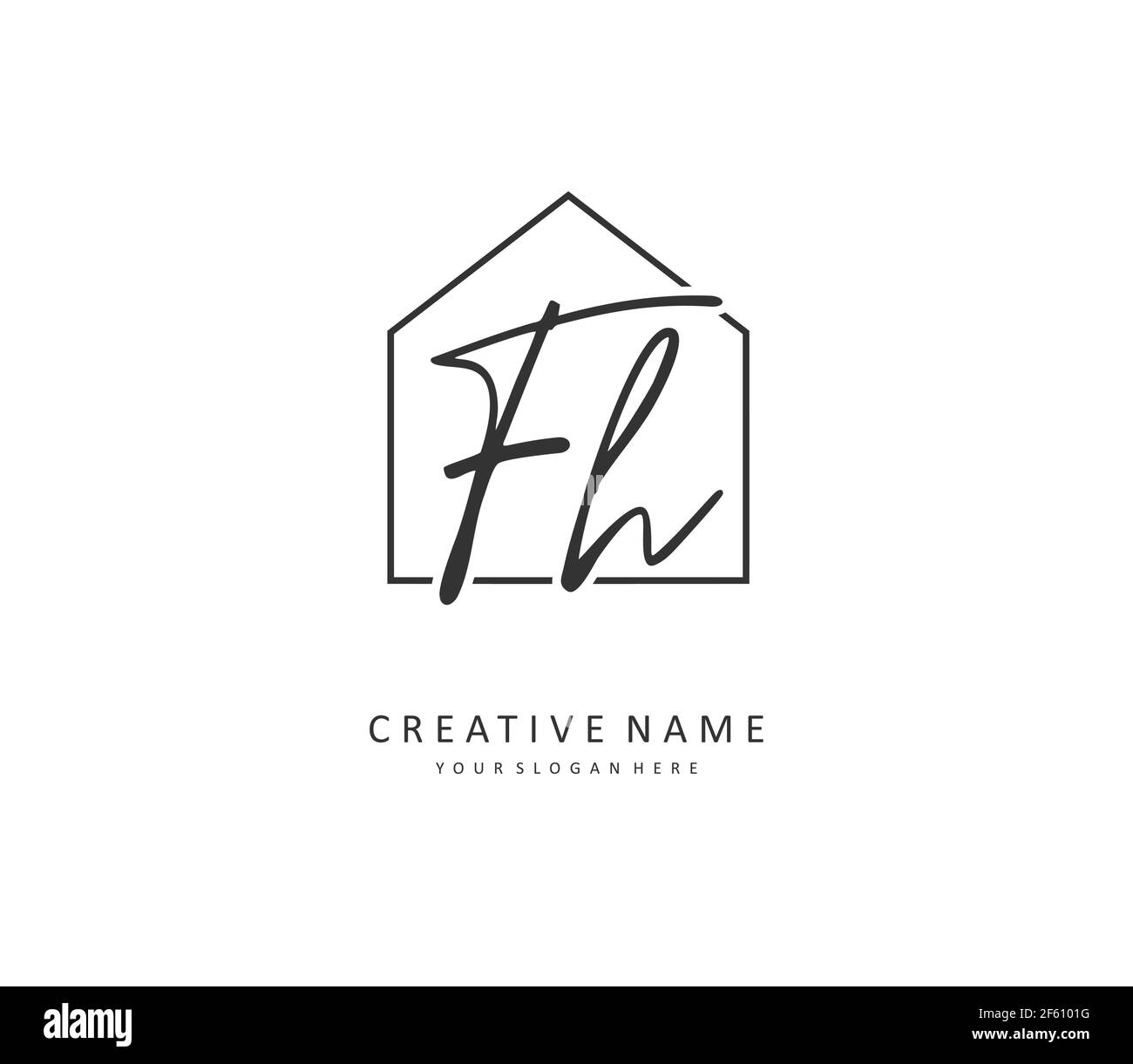 F H FH Initial letter handwriting and signature logo. A concept ...