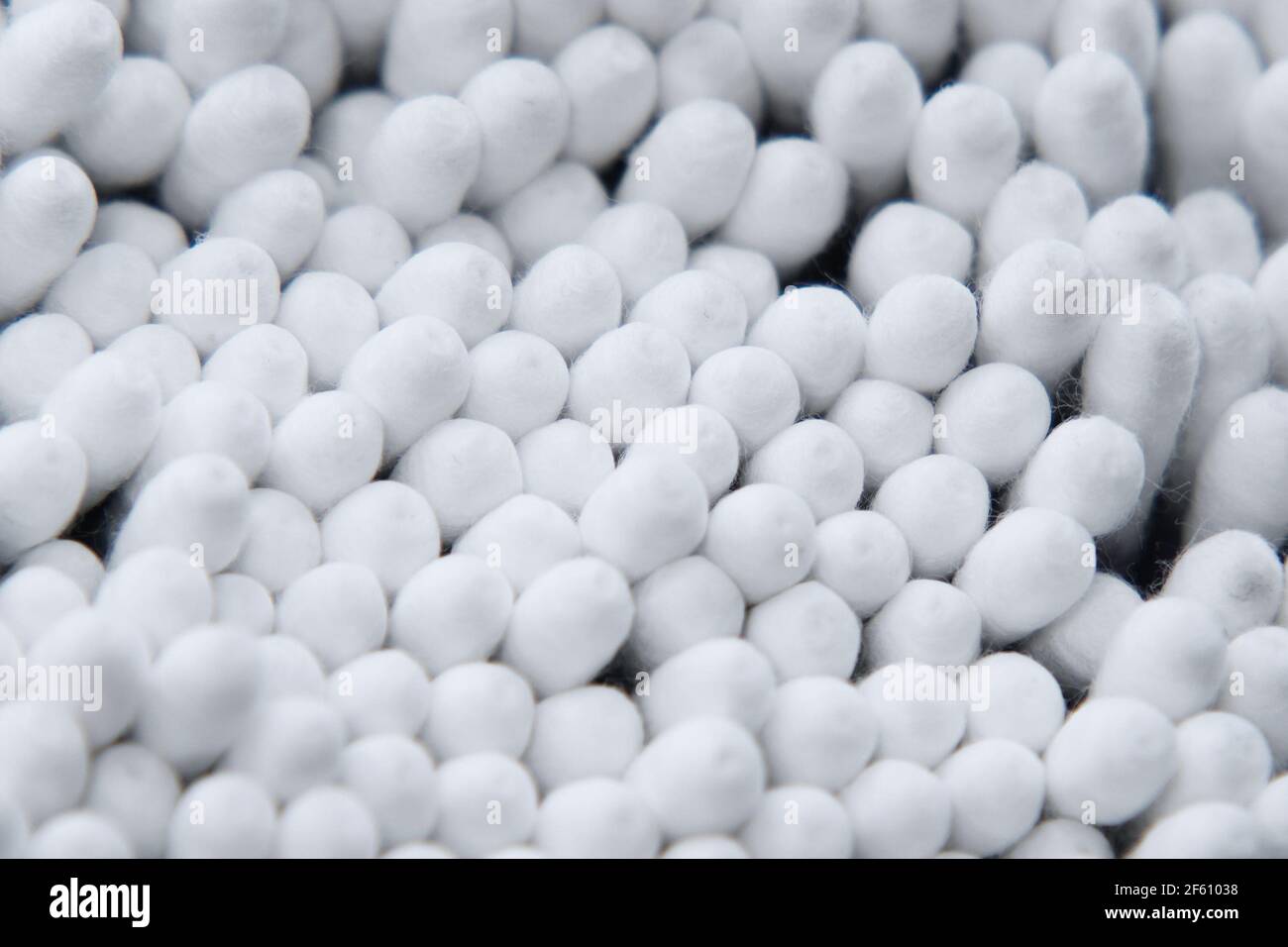 Cotton heads of cleaning hygiene sticks. Cotton swabs. Selective Focus ...