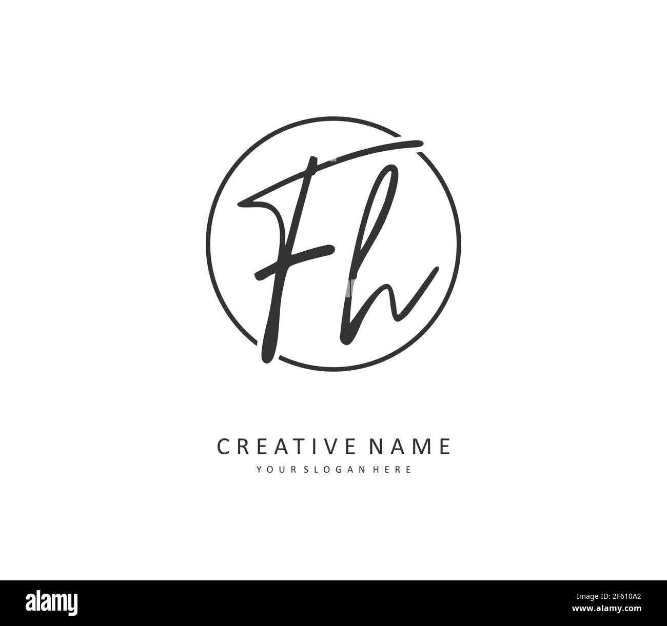 F H FH Initial letter handwriting and signature logo. A concept ...