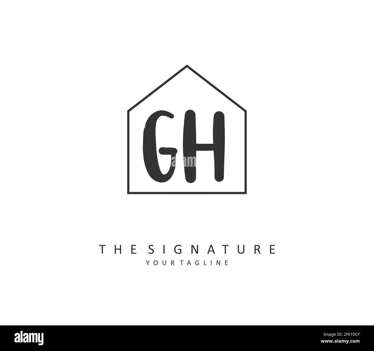G H GH Initial letter handwriting and signature logo. A concept ...