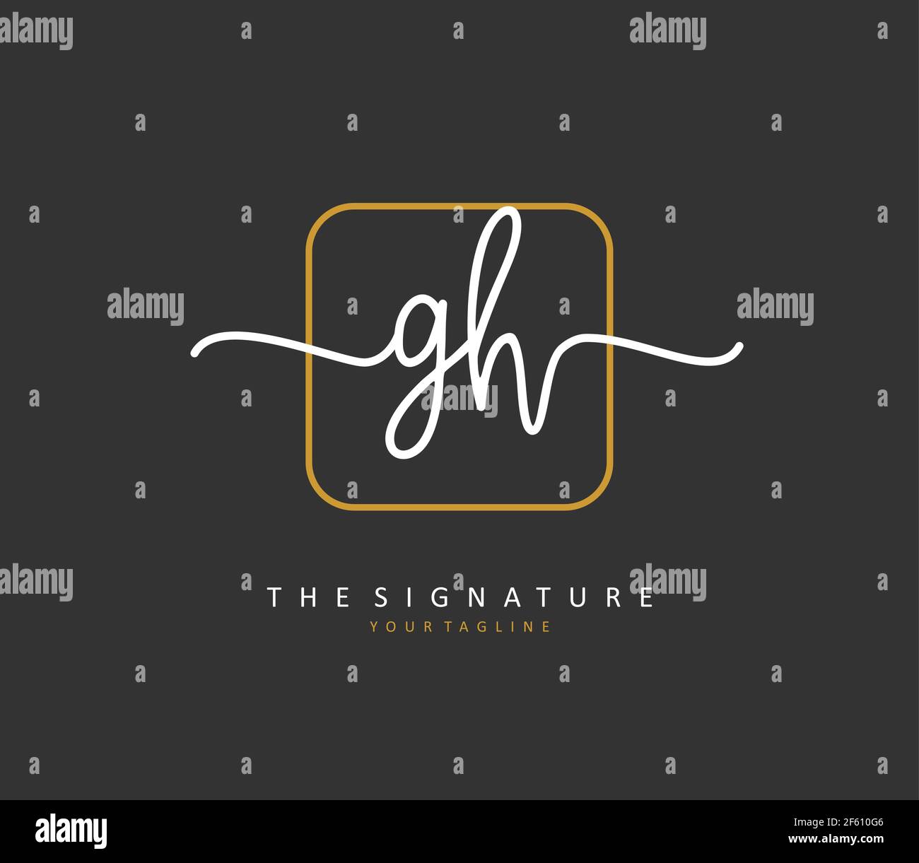 G H GH Initial letter handwriting and signature logo. A concept ...