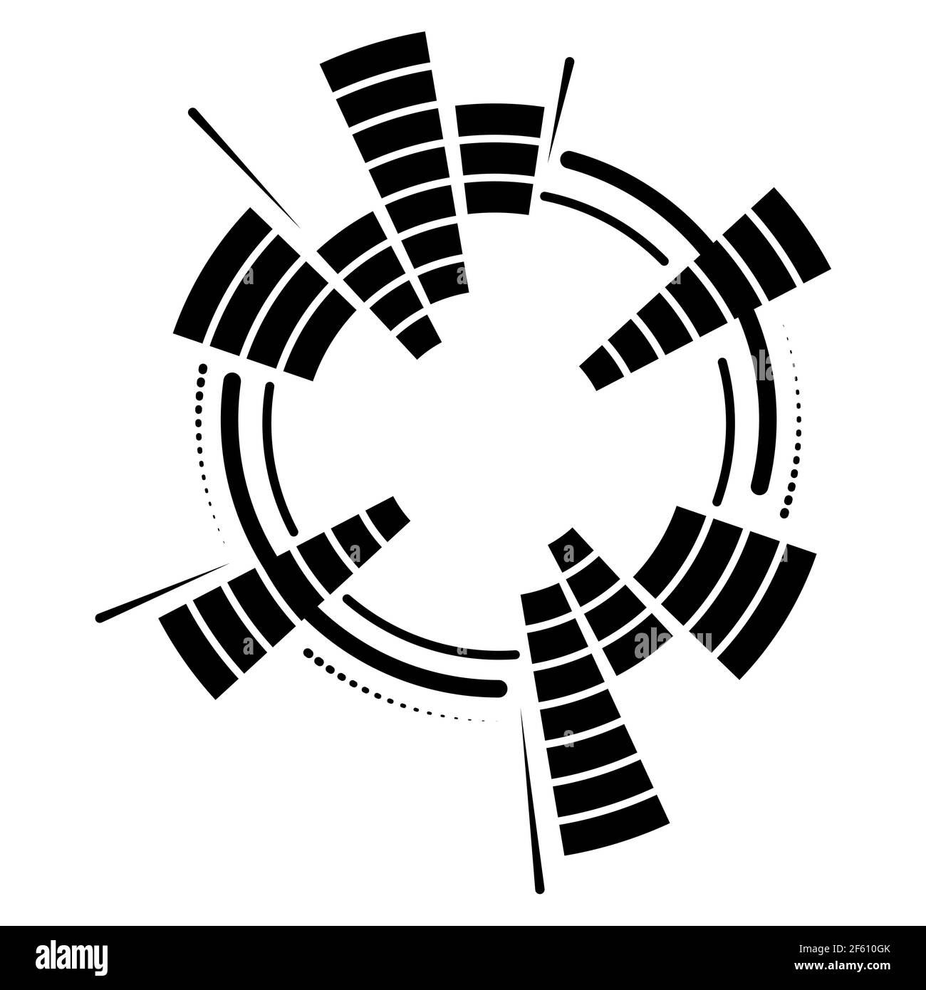 Geometric circular neon equalizer. Eq round audio soundwaves. Round ...